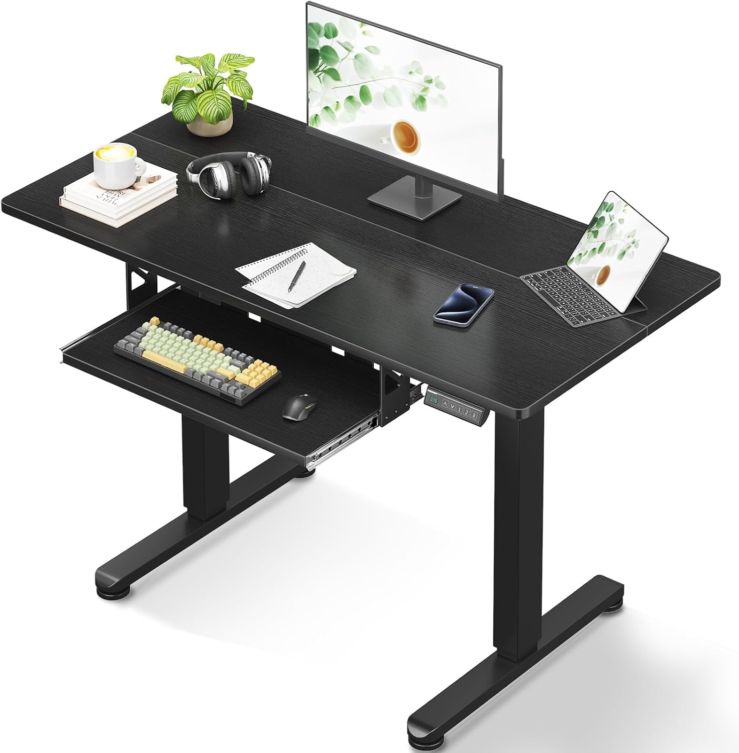 JTYUB Electric Standing Desk with Keyboard Tray, 40 Inch Height ...