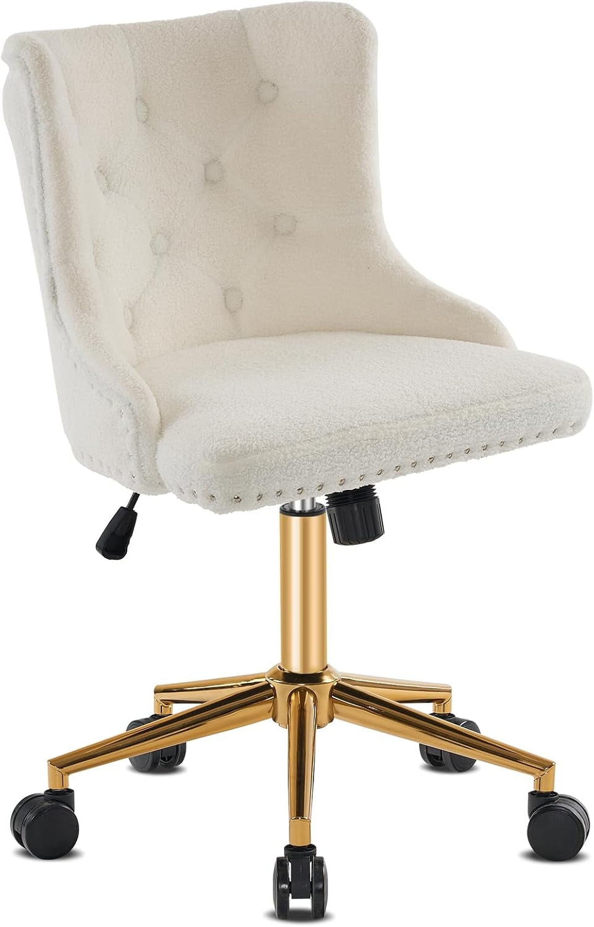 JTYUB Light Pink Velvet Armless Home Office Desk Chair with Gold Base ...