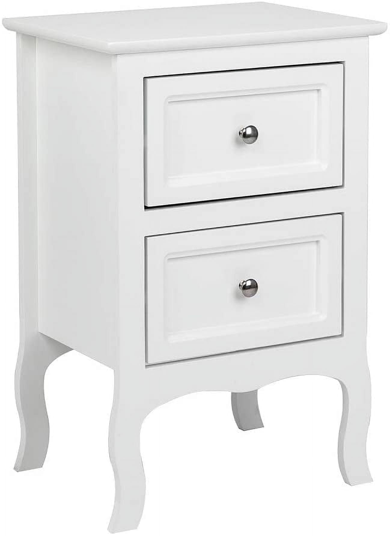 JTYUB White Nightstand with 2 Drawers, Night Stands for Bedrooms, Small ...