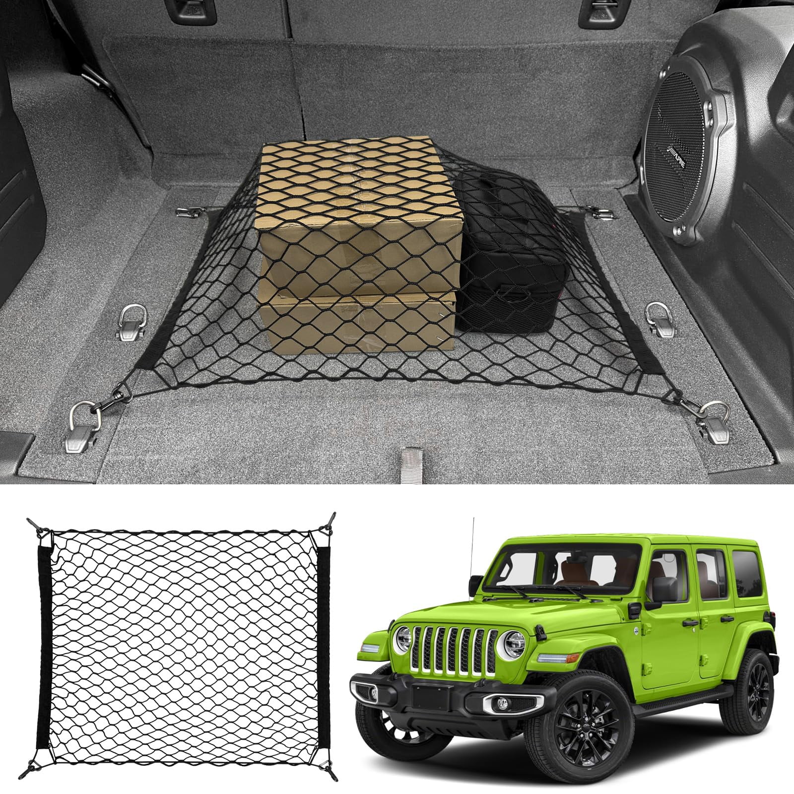 JTYZSM Trunk Cargo Net SSF20 for 2019-2025 Jeep Wrangler JL 4XE 4 Door ...