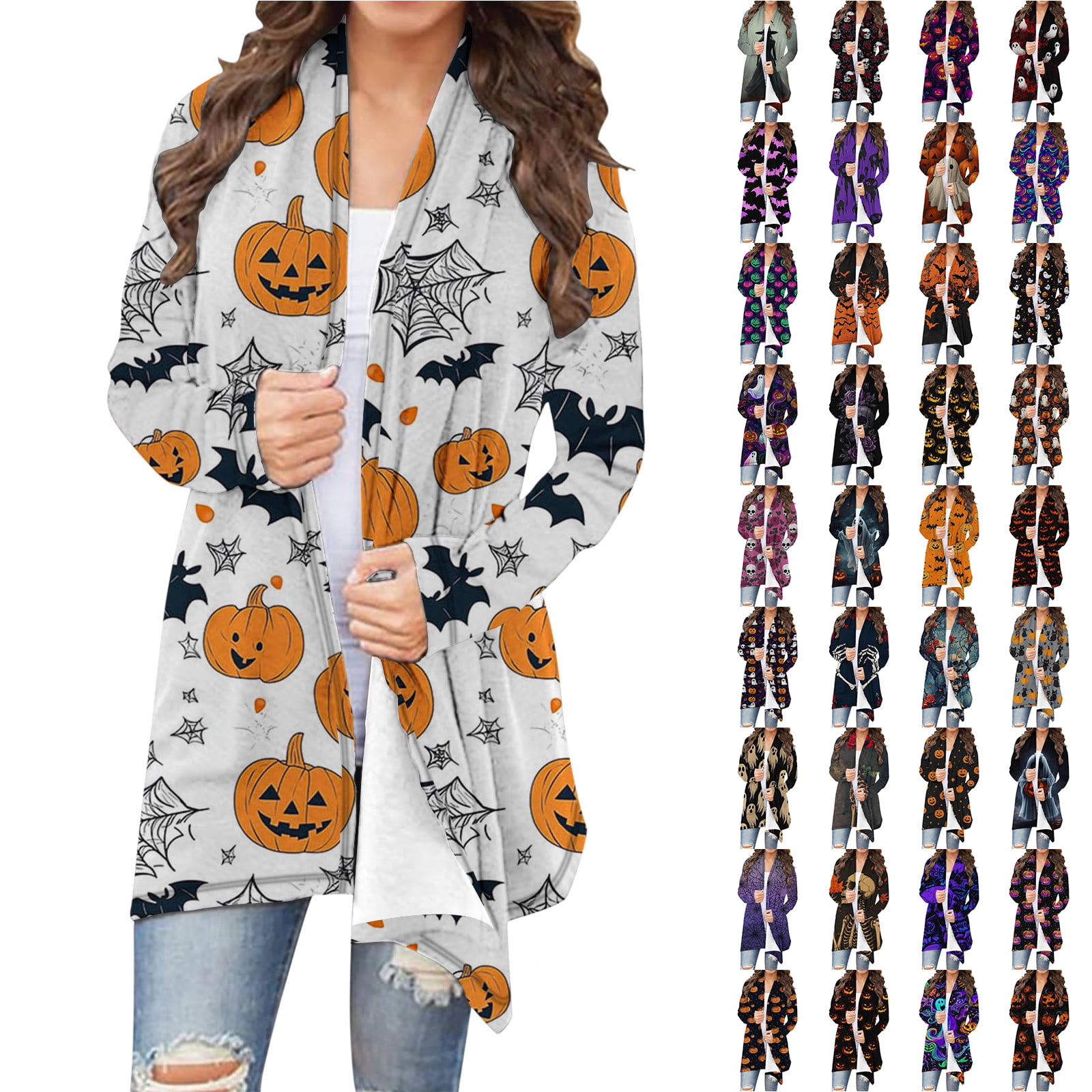 JTZGDY Halloween Cardigans for Women Plus Size Lightweight Casual Fall ...