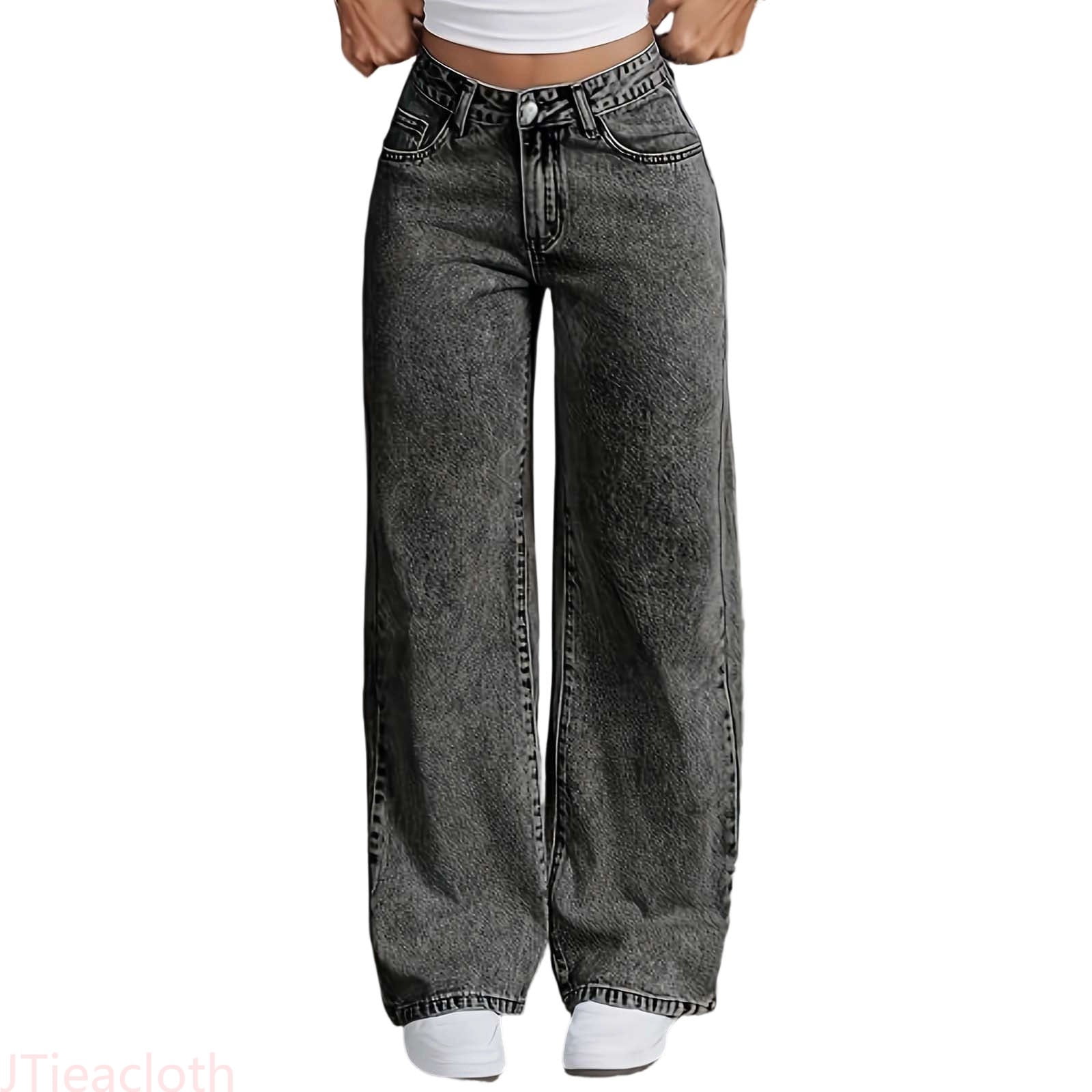 JTieacloth Cute Girls Jeans Pants High Waisted Flared Denim Pants For ...
