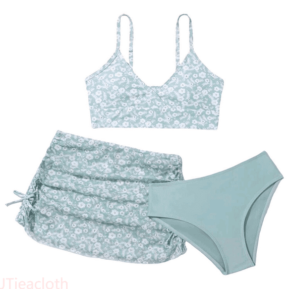JTieacloth Girls 3 Piece Swimsuits Bathing Suit, Cute Ruffle Floral ...