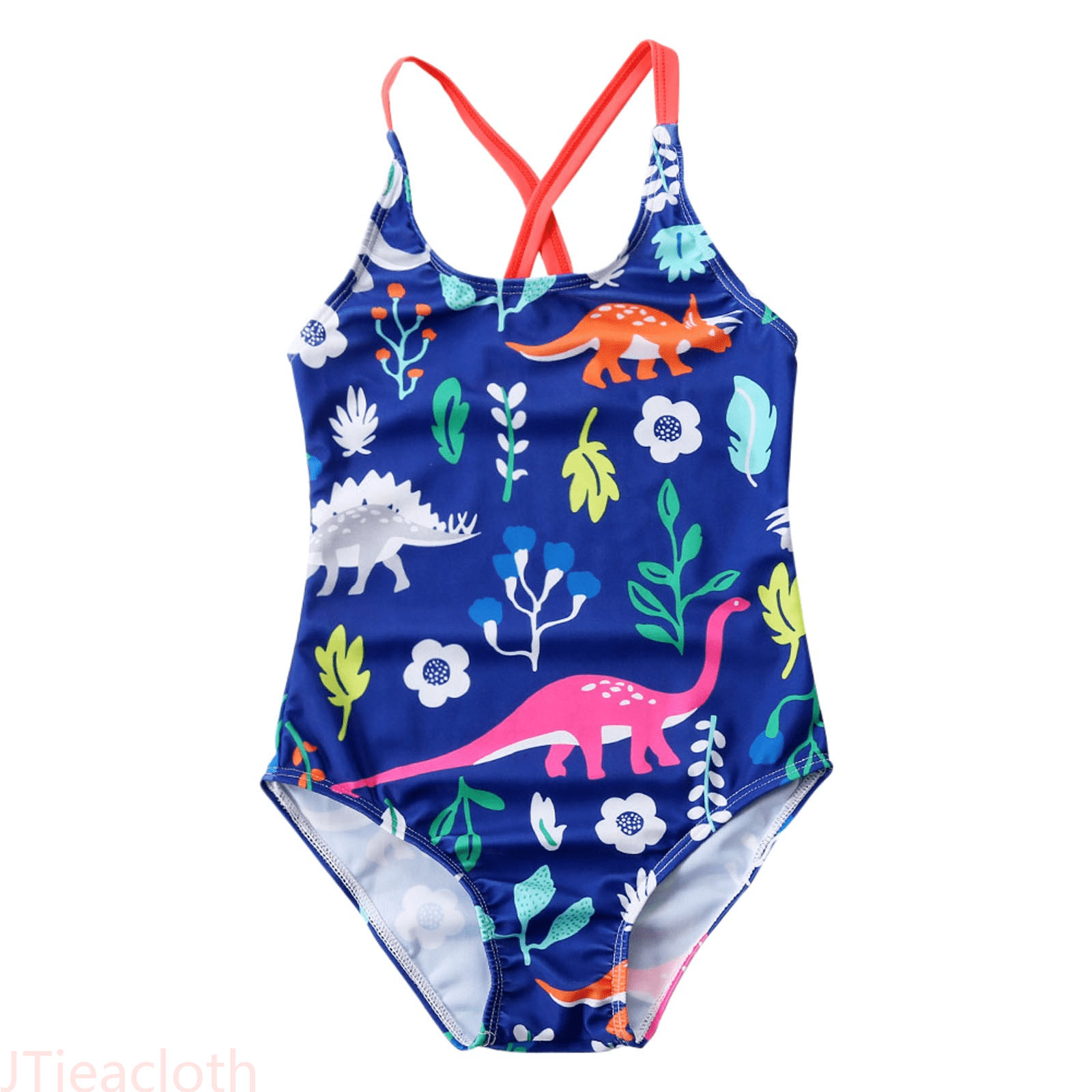 JTieacloth Girls Swimsuit One Piece Bathing Suit Crossed Back Straps ...
