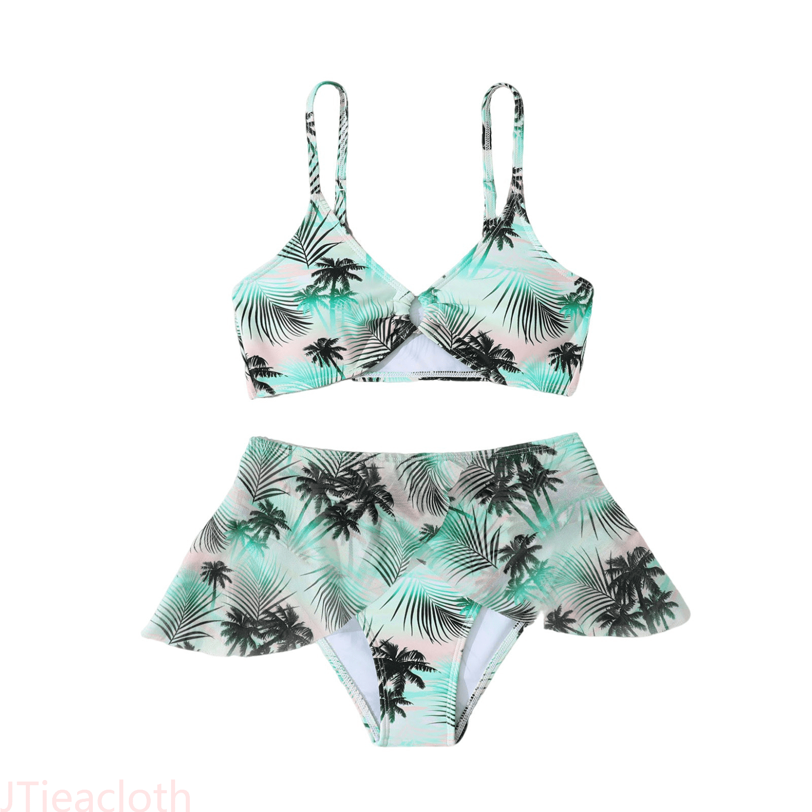 JTieacloth Girls Two Piece Swimwear Tropical Print Bikini Top With ...