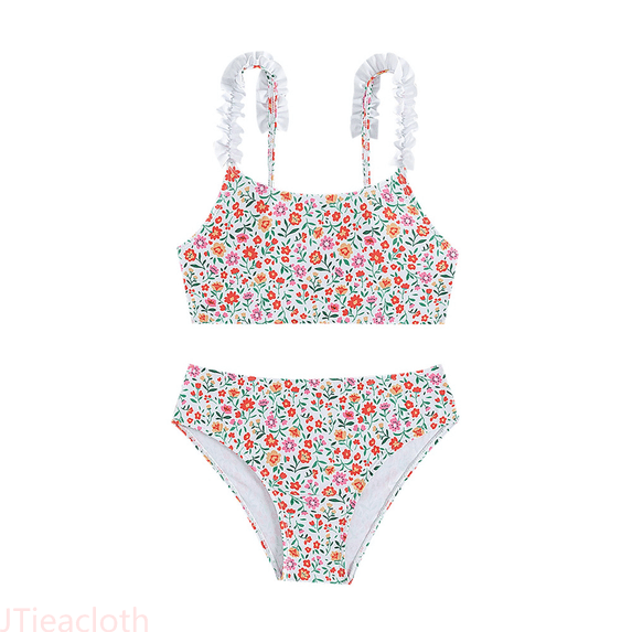 JTieacloth Kids Girl's Floral Print 2 Piece Swimsuit Swimwear Bathing ...