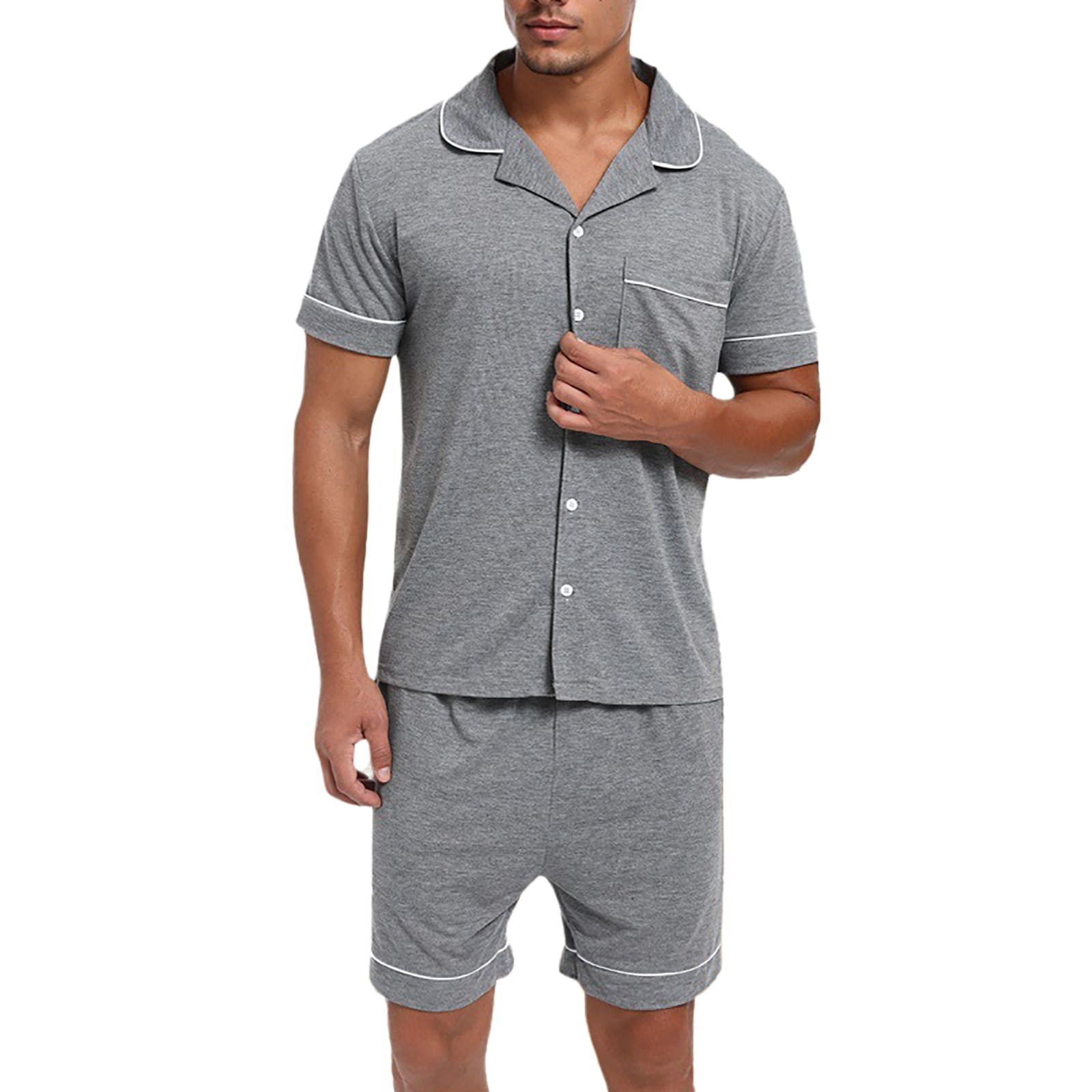 JTieacloth Men's Loungewear Men's Short Pyjama Set Short Sleeve With ...