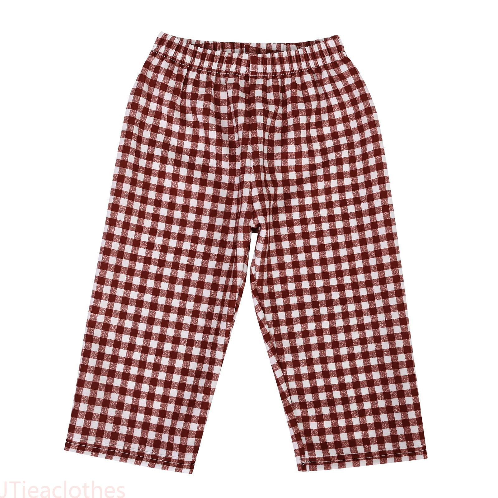 JTieaclothes Baby Girls Boys Summer Plaid Cropped Pants Pants Loose ...
