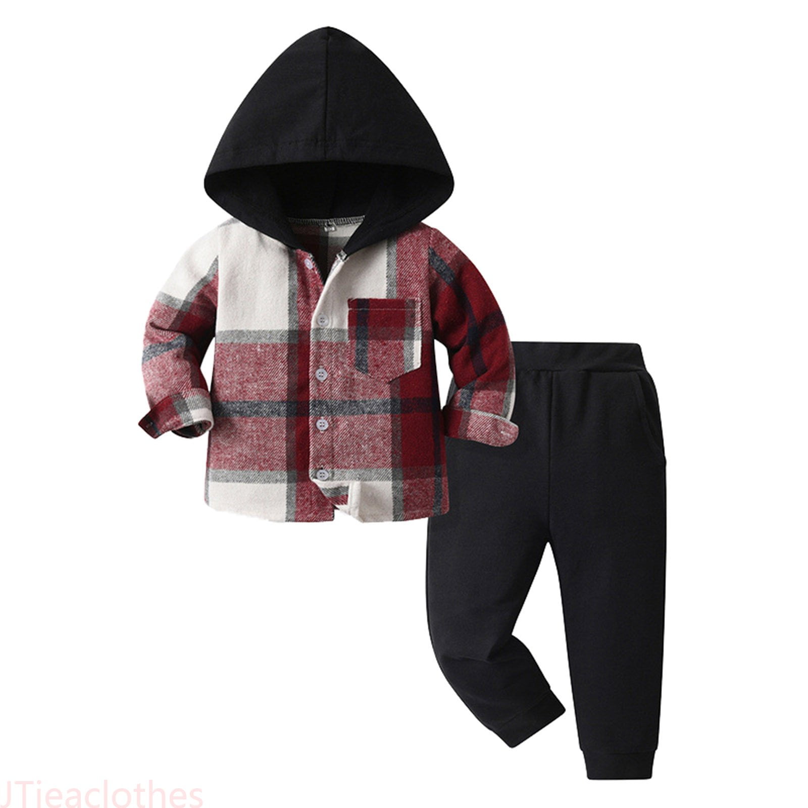 JTieaclothes Boys Button Down Hoodies And Jogger Pants Sets Casual Boys ...
