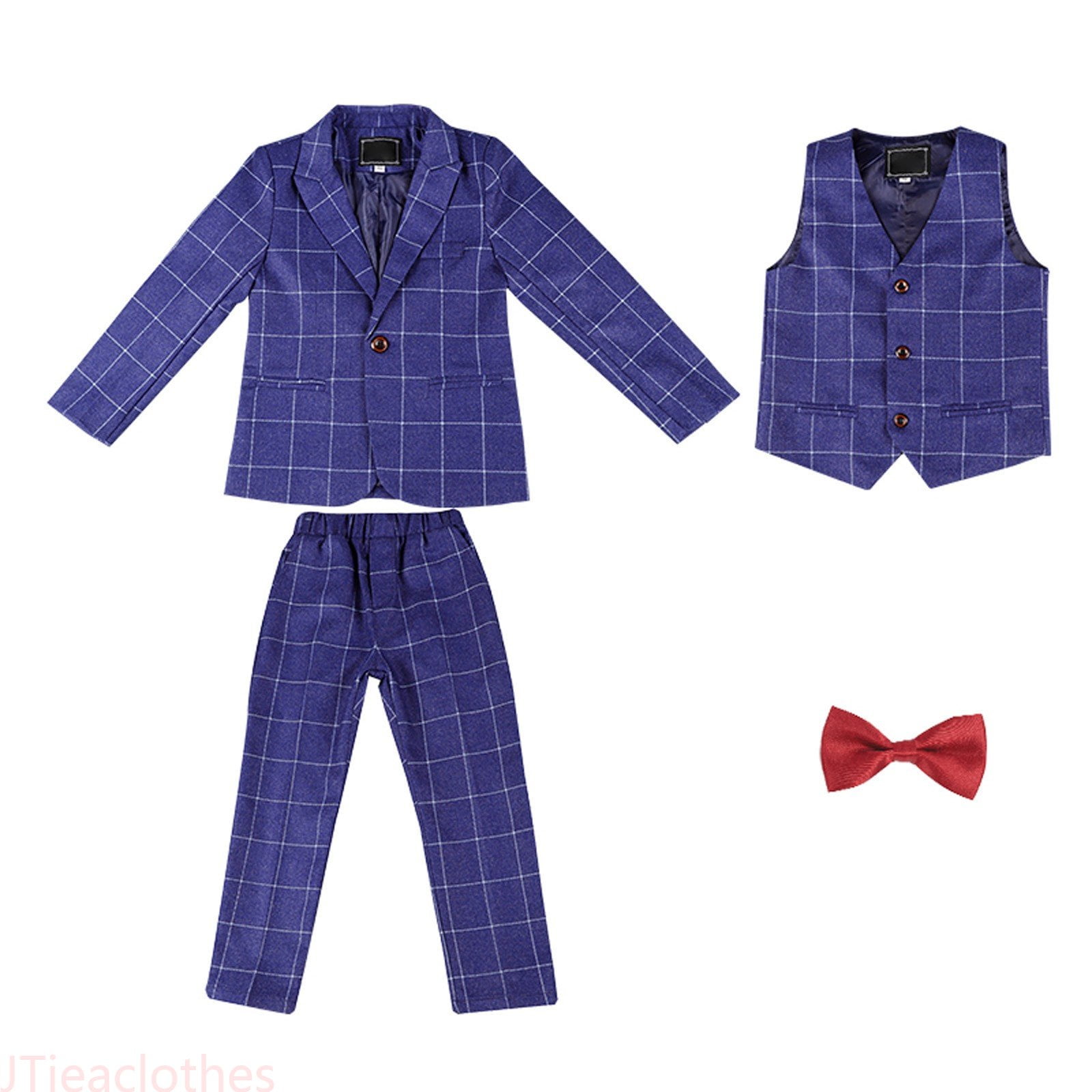 JTieaclothes Plaid Vest For Boys Autumn Winter Three Piece Dress Outfit ...