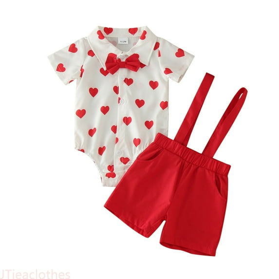 JTieaclothes Toddler Boys Valentine's Day Summer Short Sleeve Love ...