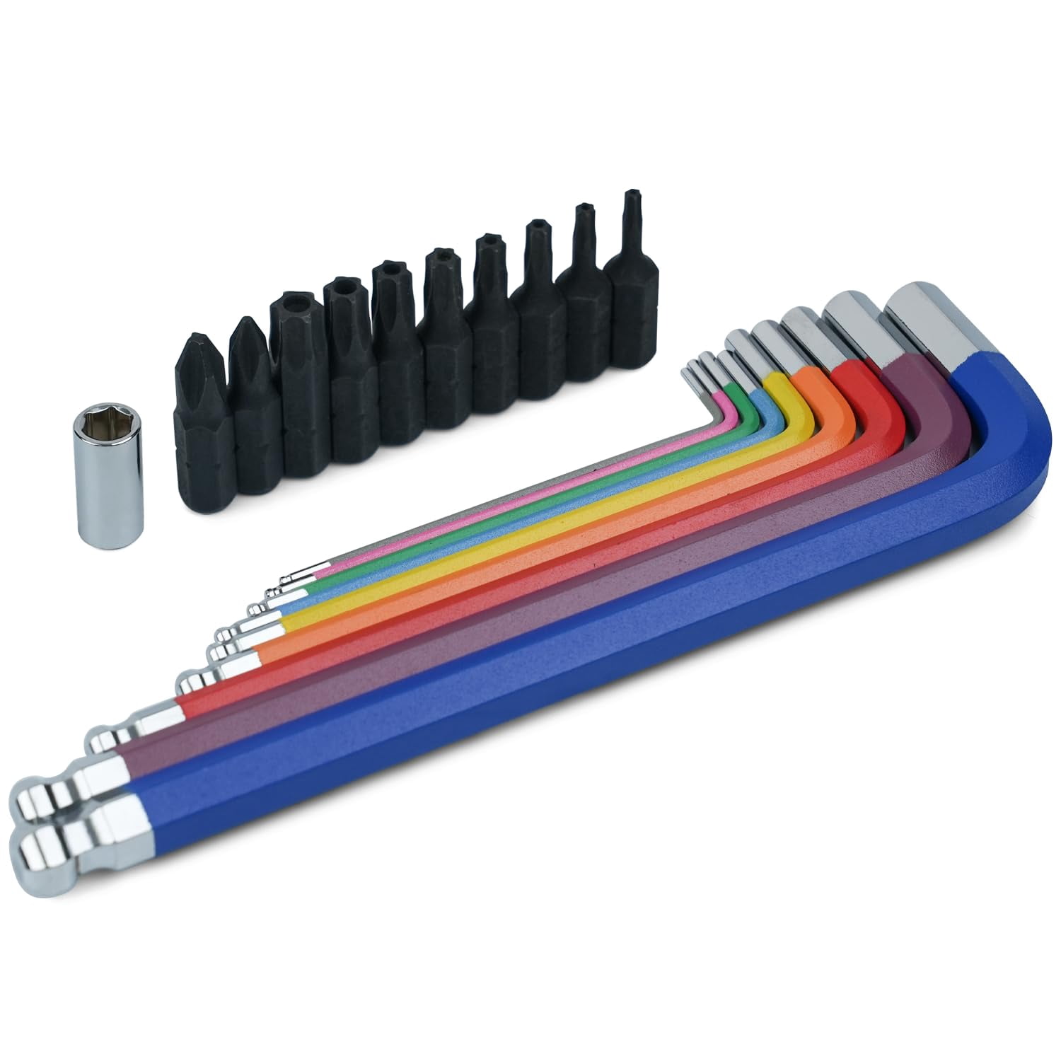 JU JIAN TEC 20-Piece Rainbow Ball End Hex Key Set, 9PC Color-Coded ...