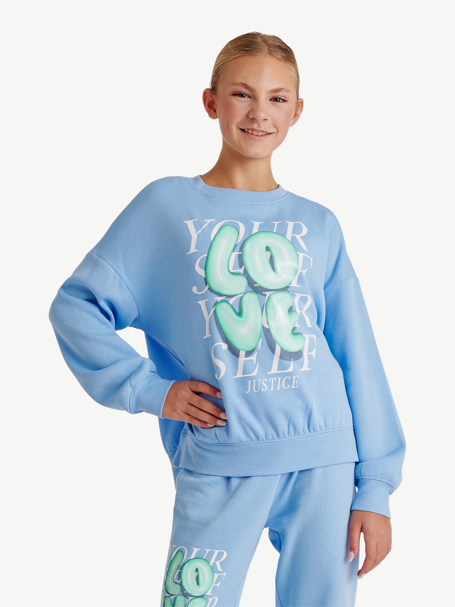 Justice Girls EDF Fleece Crew, Sizes XS - XLP - Walmart.com
