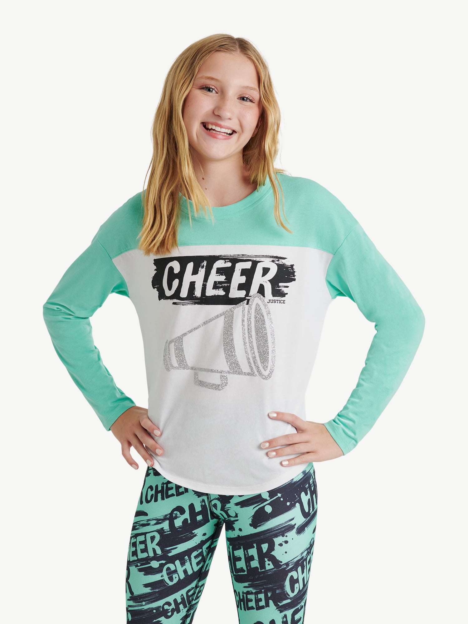 Justice Girls Long Sleeve Sports Tee, Sizes XS-XLP - Walmart.com
