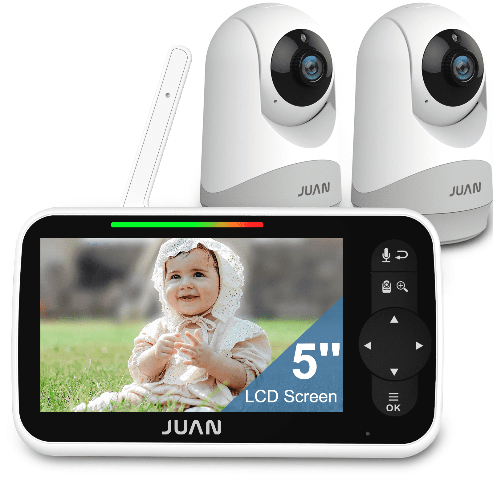 JUAN Baby Monitor with 2 Cameras and Audio, Video Baby Monitor with No ...