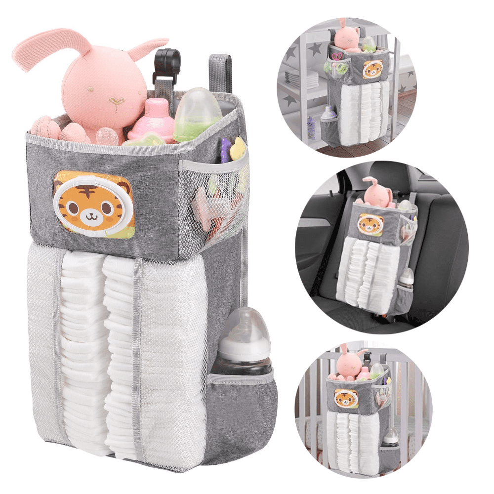 JUANANIUG Baby Crib Hanging Organizer - Diaper & Bottle Storage with ...