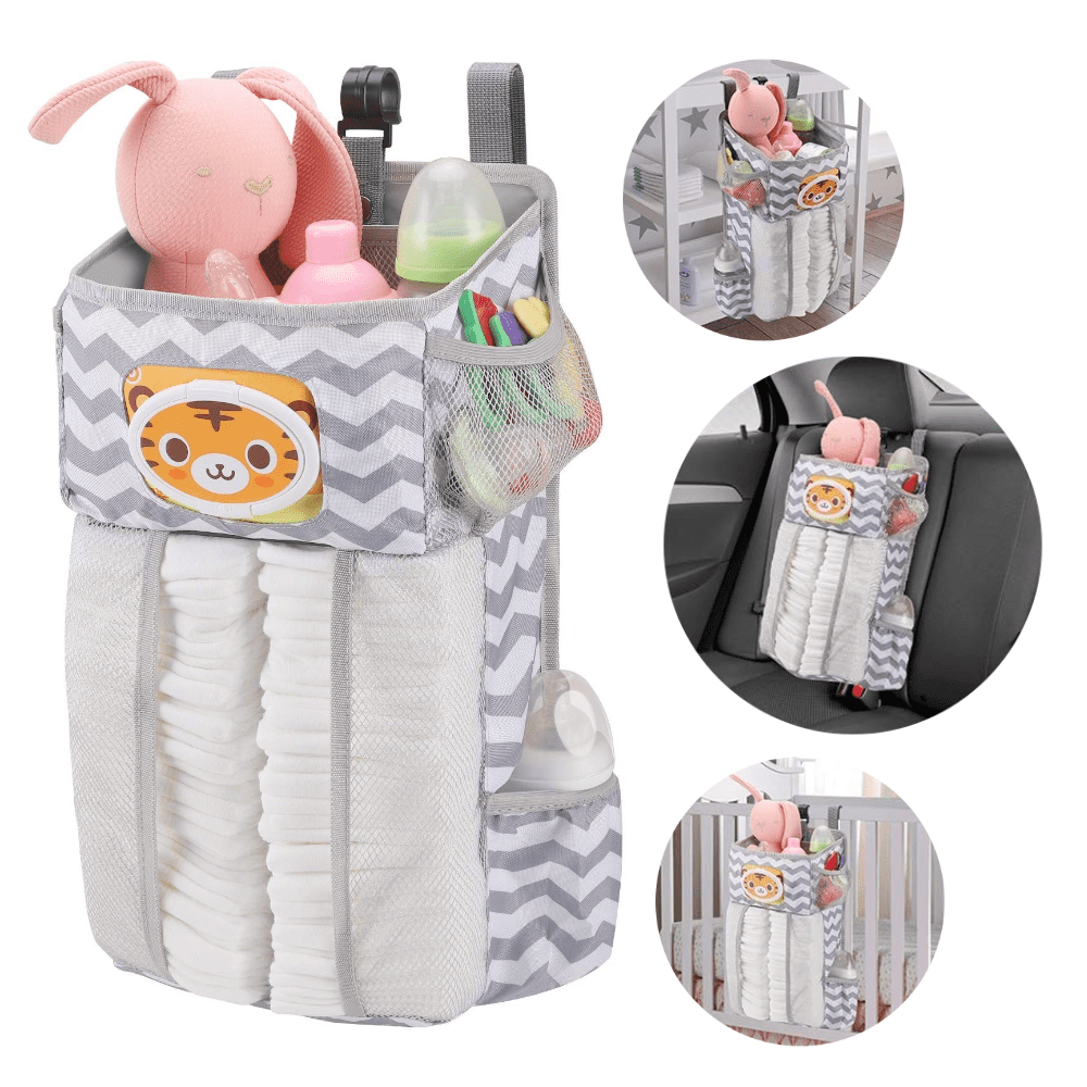 JUANANIUG Baby Crib Hanging Organizer - Diaper & Bottle Storage with ...