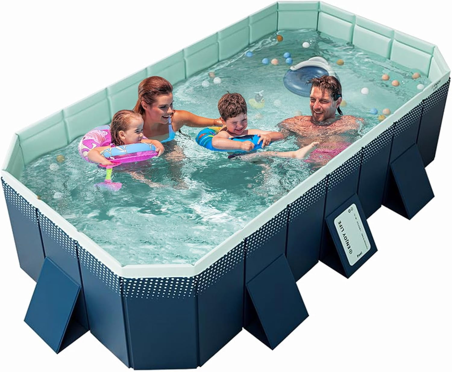 JUANYU 102"Non-inflatable Swimming Pool,1-6 People Foldable Outdoor ...