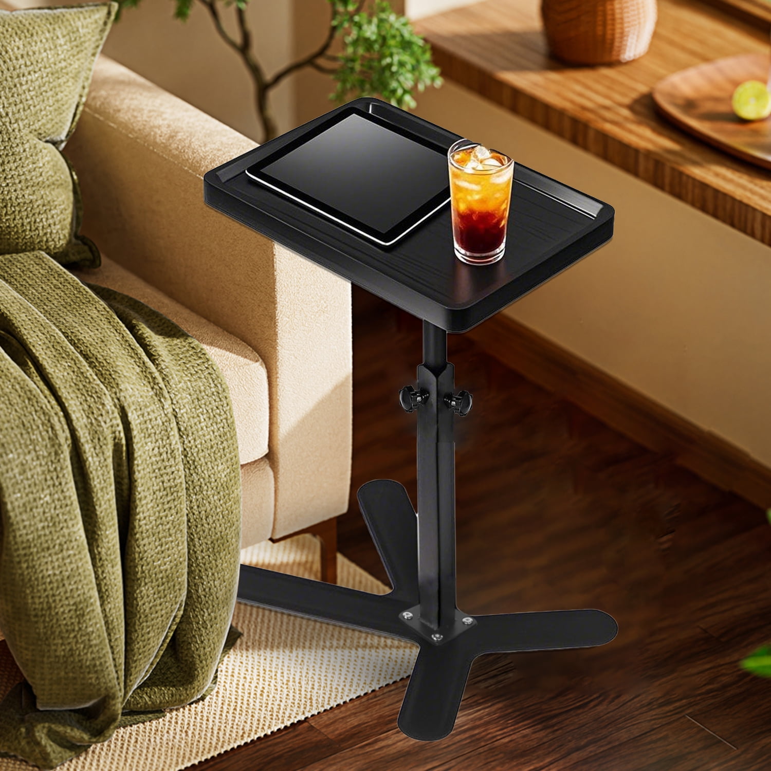 JUANYU C-Shaped End Table,Adjustable Height Modern Sofa Side Table with ...