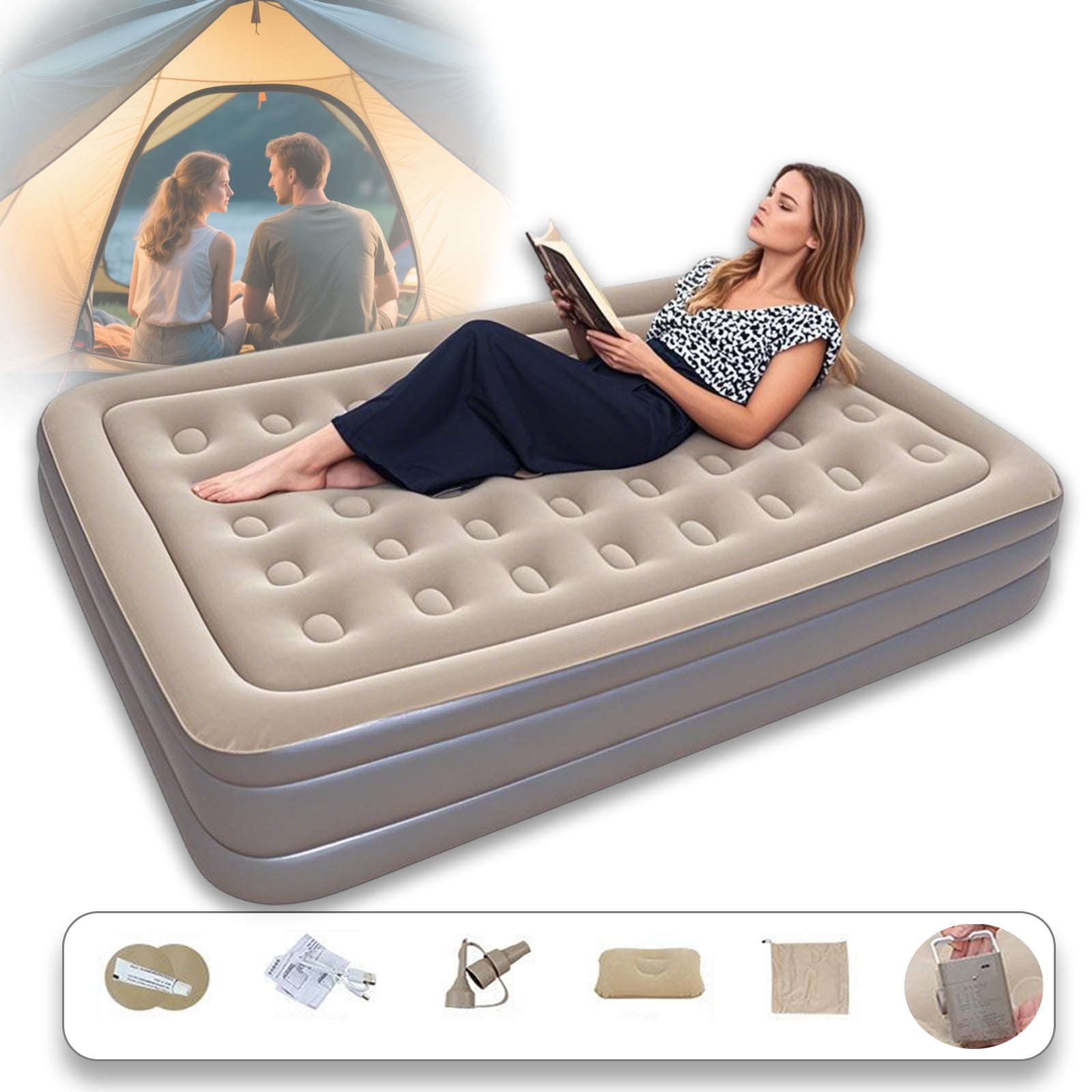 JUANYU Lightweight Air Mattress,Easy Setup Ultra Comfort Inflatable ...