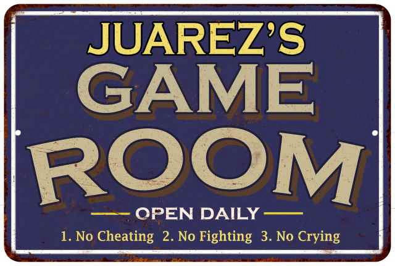 JUAREZ'S Blue Game Room Sign Metal 8 x 12 High Gloss Metal 208120002235 ...