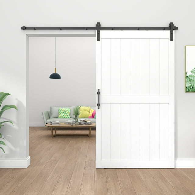 JUBEST 48"x84" Sliding Barn Door with 8FT Barn Door Hardware Kit&Lock ...