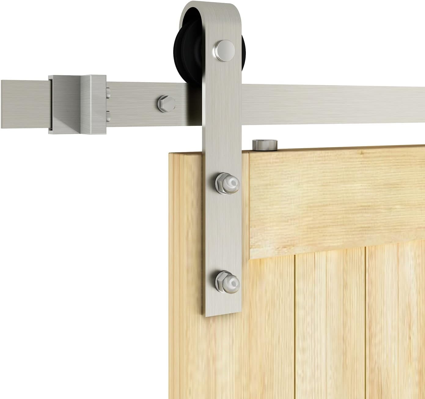 JUBEST 7FT Sliding Standard Single Track Barn Door Hardware Kit, Silver ...