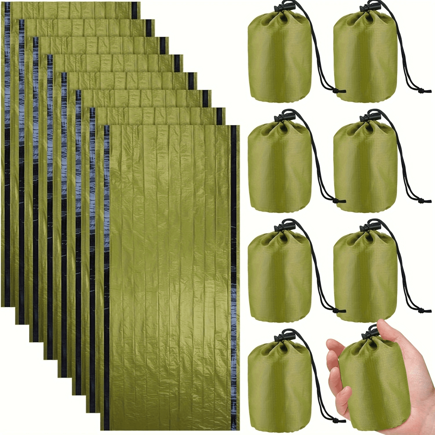 JUBSOSCAMP Emergency Sleeping Bag, Polyester Film Bivy Sack Survival ...