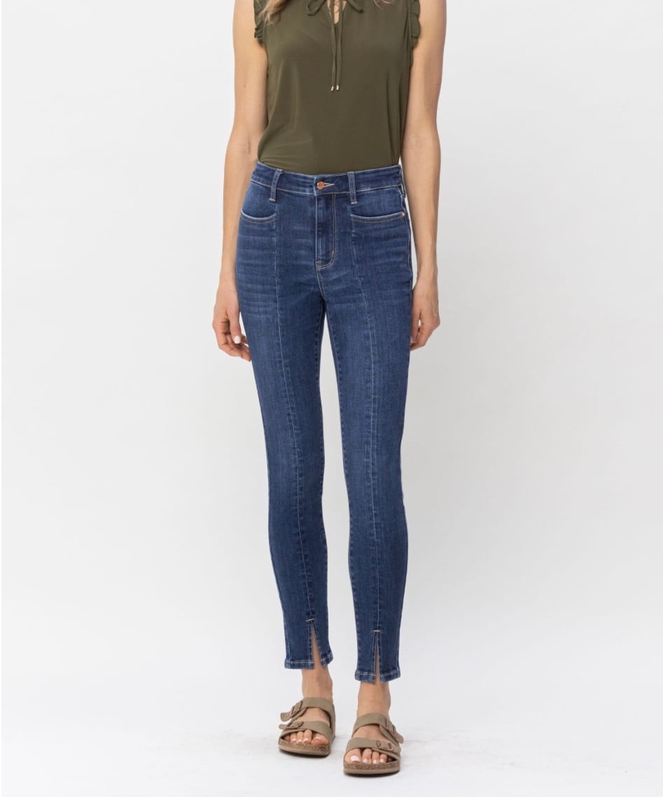 JUDY BLUE HIGH WAIST FRONT SEAM AND SLIT SKINNY JEANS - Walmart.com