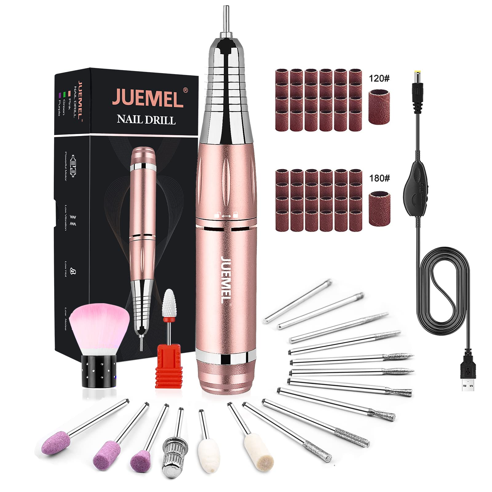 Nail Art Drill KIT Electric FILE Buffer Bits Acrylic Portable Salon Machine Set - Walmart.com