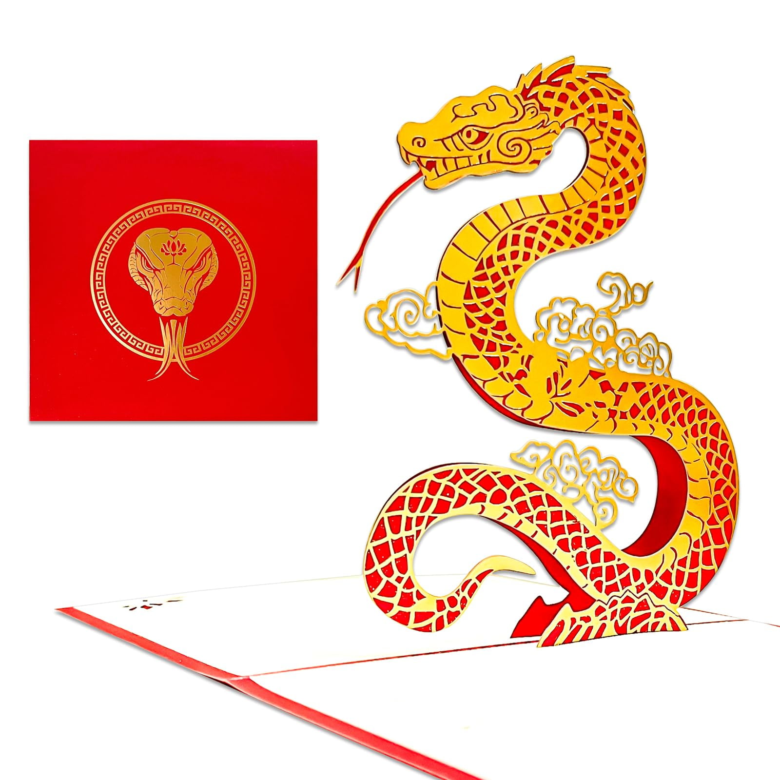 JUESMOS 2025 Happy Chinese New Year Card 3D Pop Up Card Year of The ...