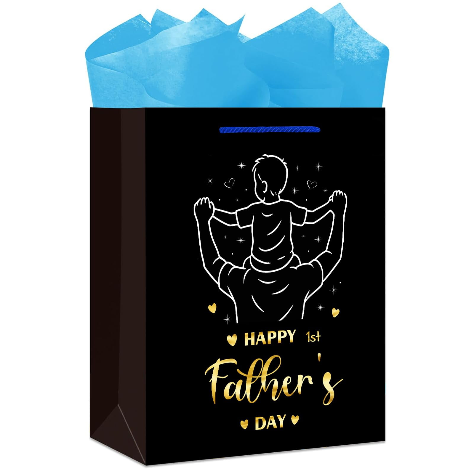 JUESMOS First Fathers Day AIF9 Gift Bag with Tissue Paper 13" Large ...