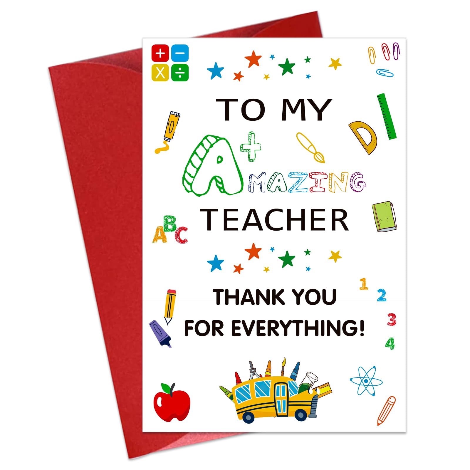 JUESMOS Funny Teacher Thank You Card Gift with Teacher Appreciation ...