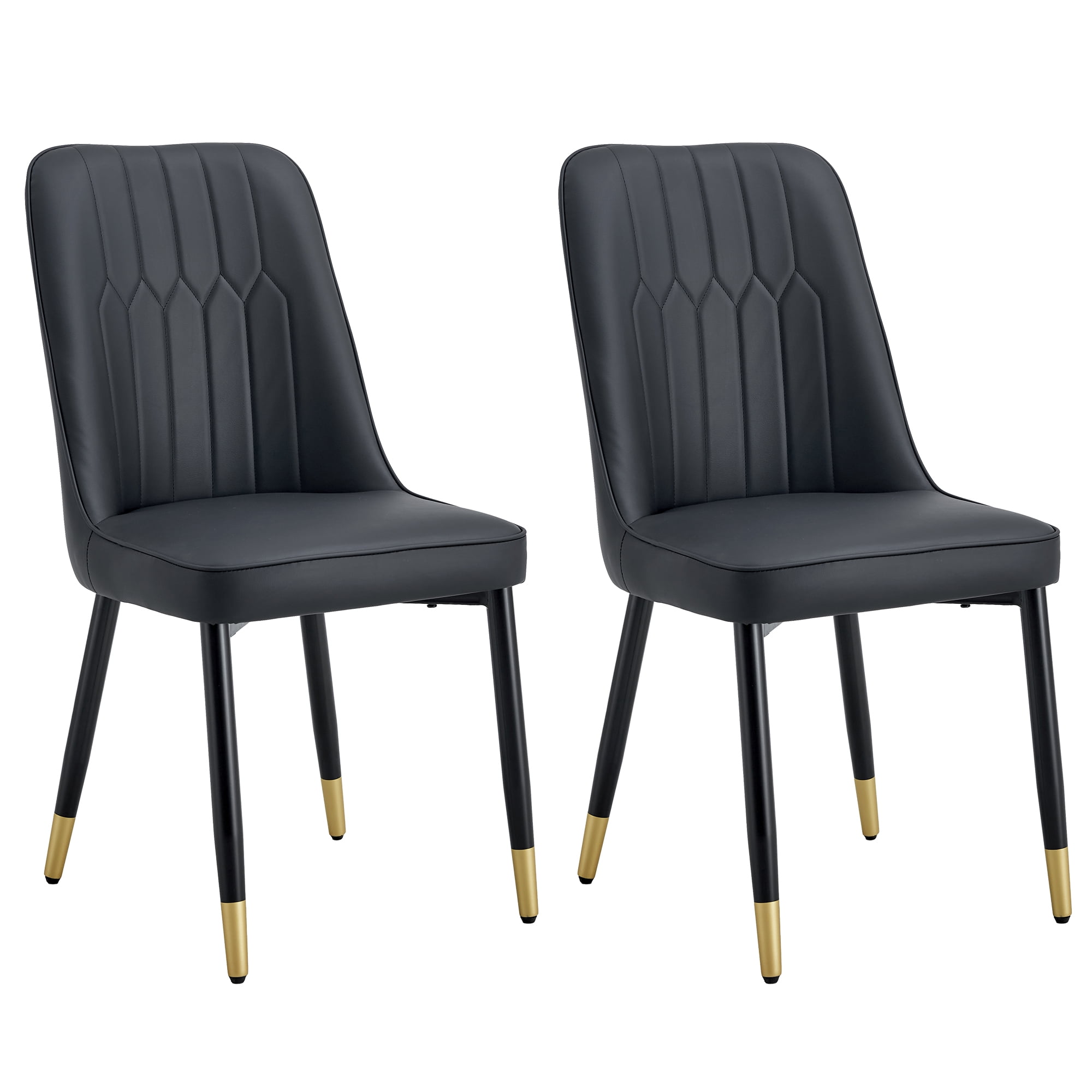 JUFU Modern Dining Chairs, Set of 2, Upholstered Kitchen Chairs Mid Century Armless Faux Leather ...