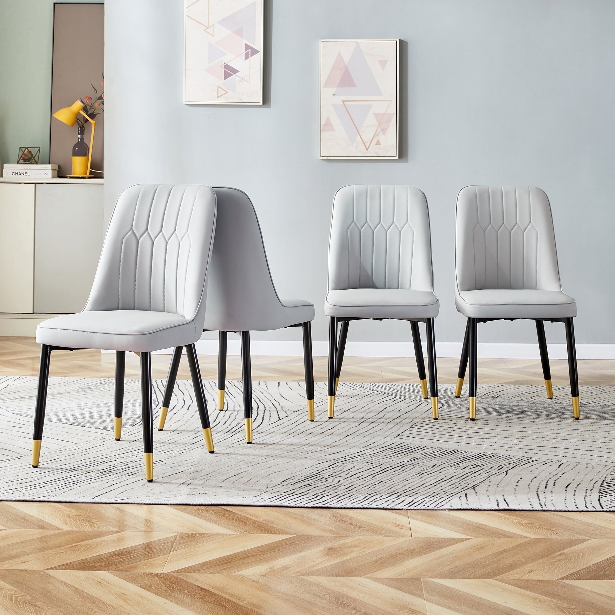 JUFU Modern Dining Chairs, Set of 4, Upholstered Kitchen Chairs Mid ...