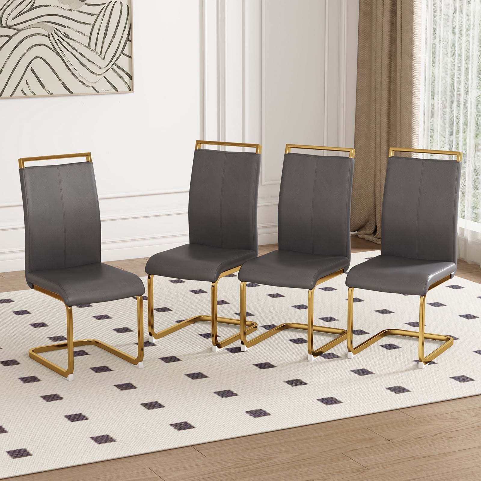 JUFU Upholstered Dining Chairs Set of 4, Modern Armless Side Chairs ...