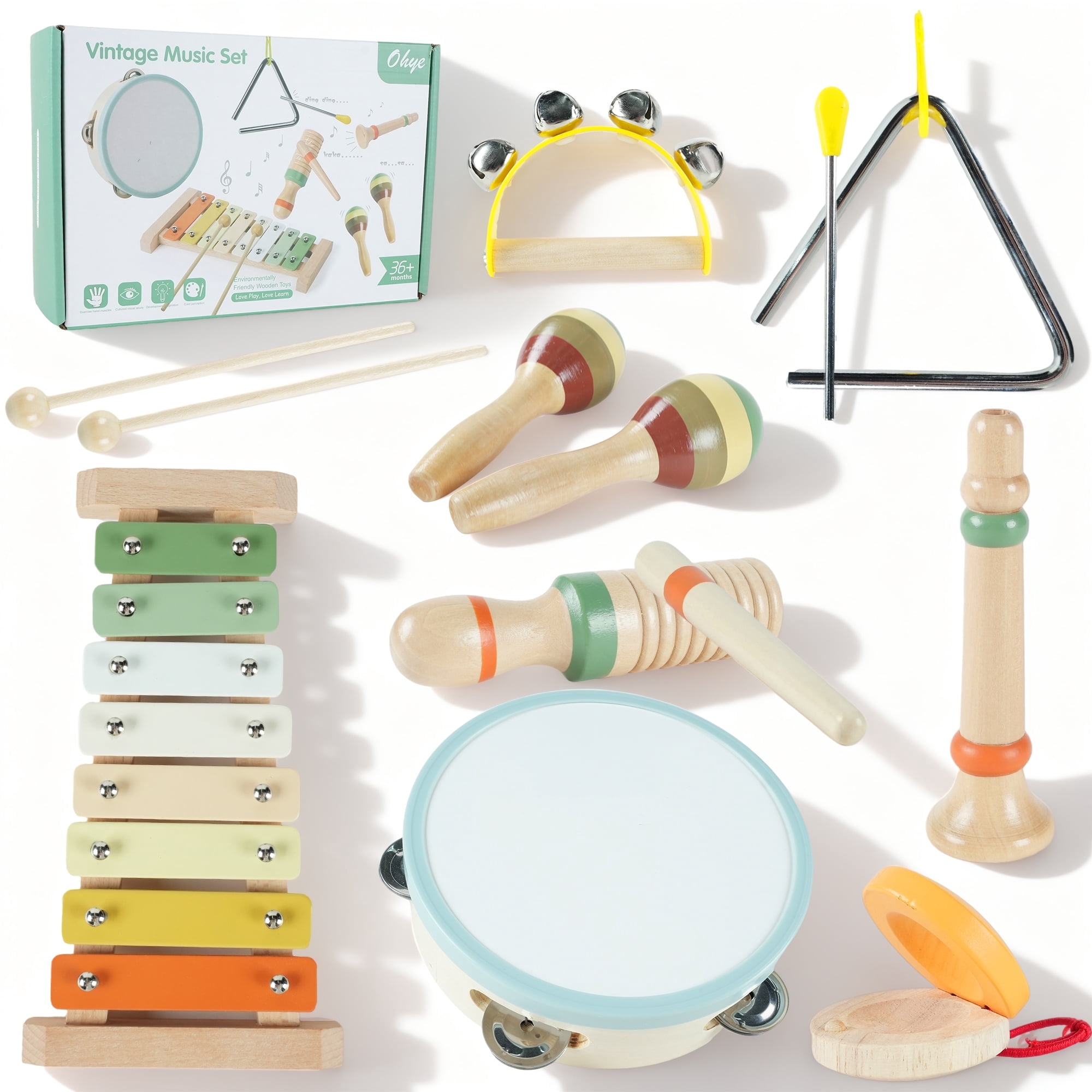 JUGAAD LIFE Baby Musical Instruments Set, Wooden Montessori Toys for ...