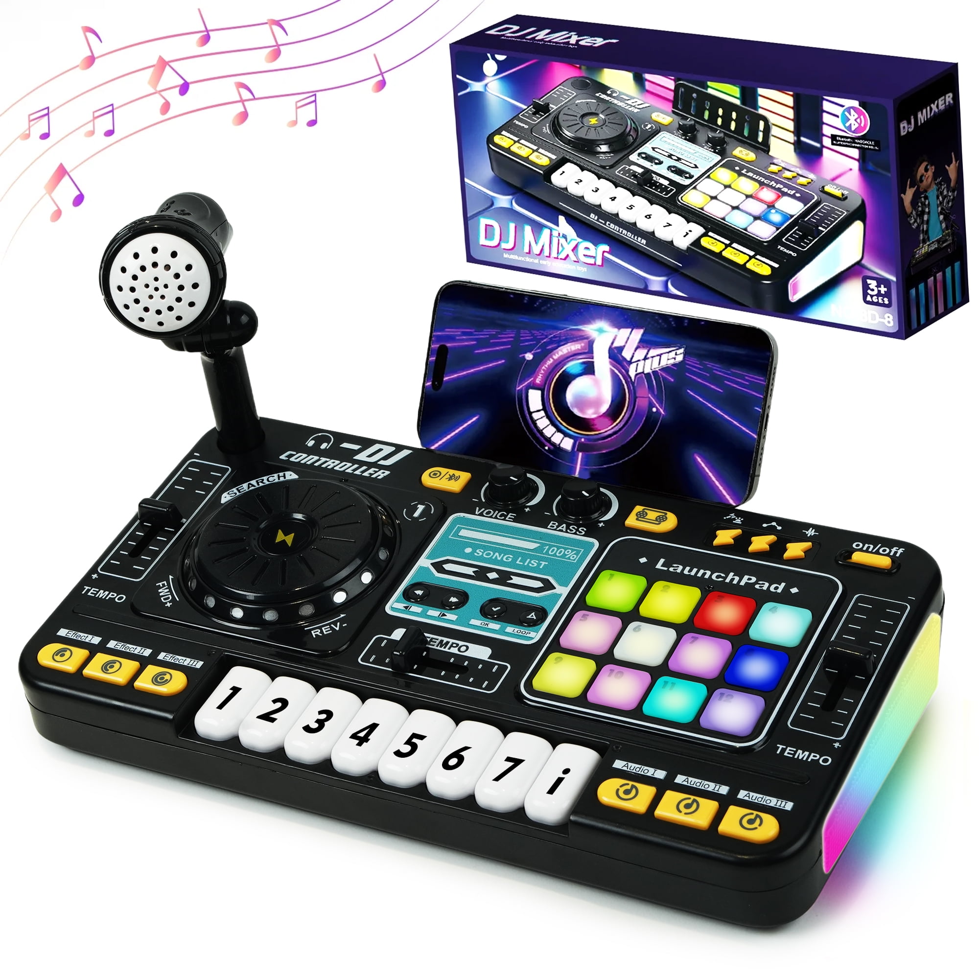 JUGAAD LIFE DJ Mixer for Kids with Microphone&Bluetooth, Light up DJ ...