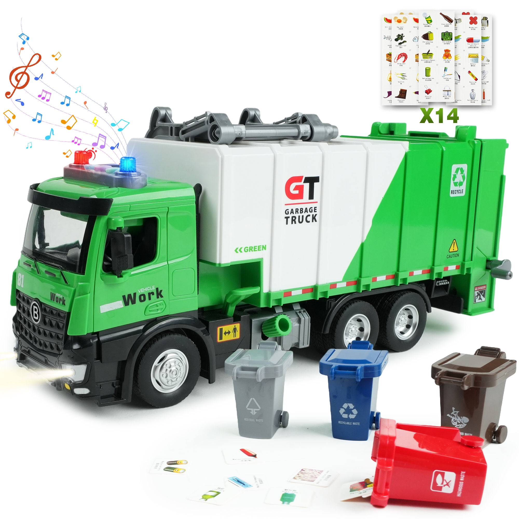 JUGAAD LIFE Garbage Truck Toys for Boys, Trash Can Lifter and Dumping Function, Play Vehicle ...