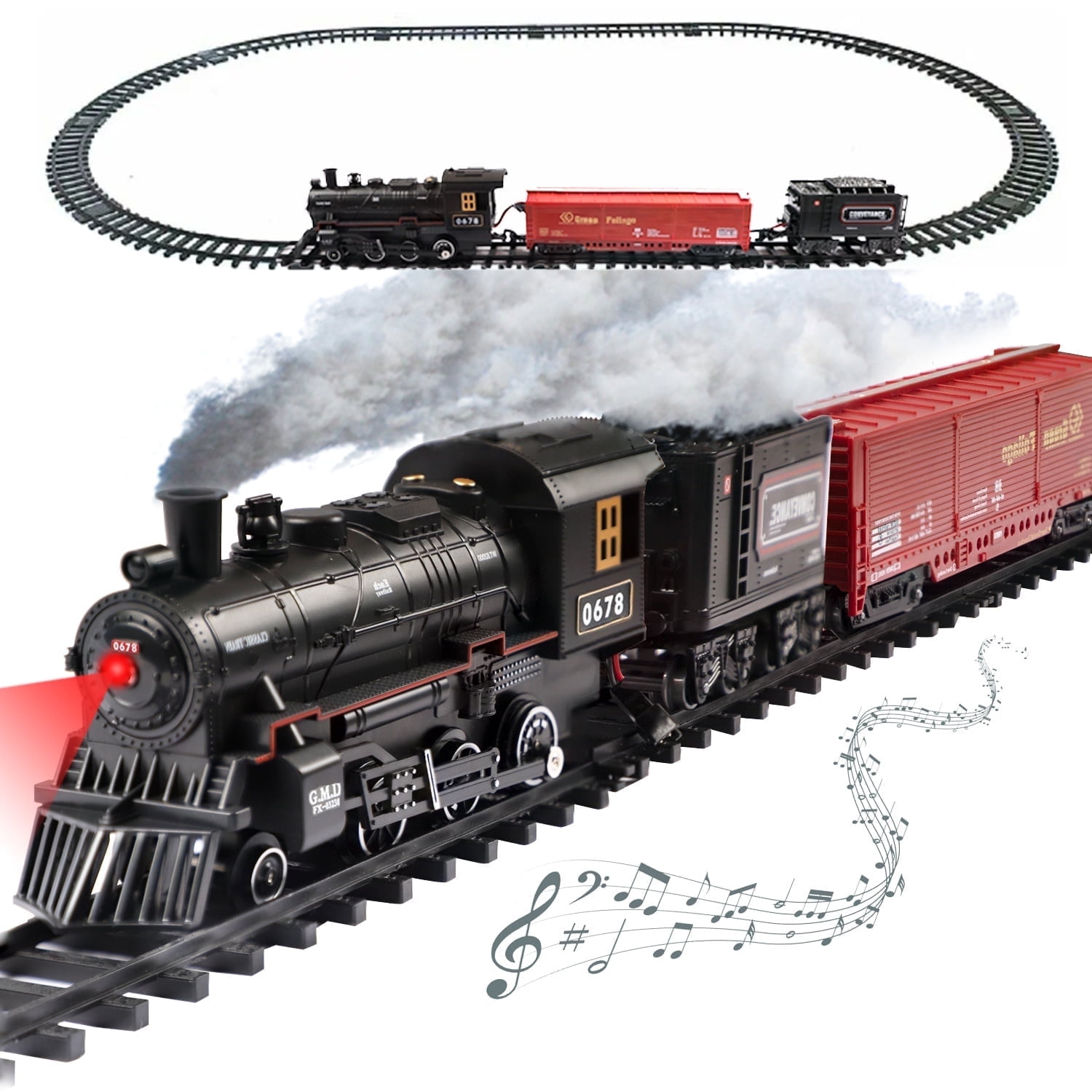 JUGAAD LIFE Train Set Electric Train Toy for Boys Girls Train Toys with Smokes, Lights & Sound ...