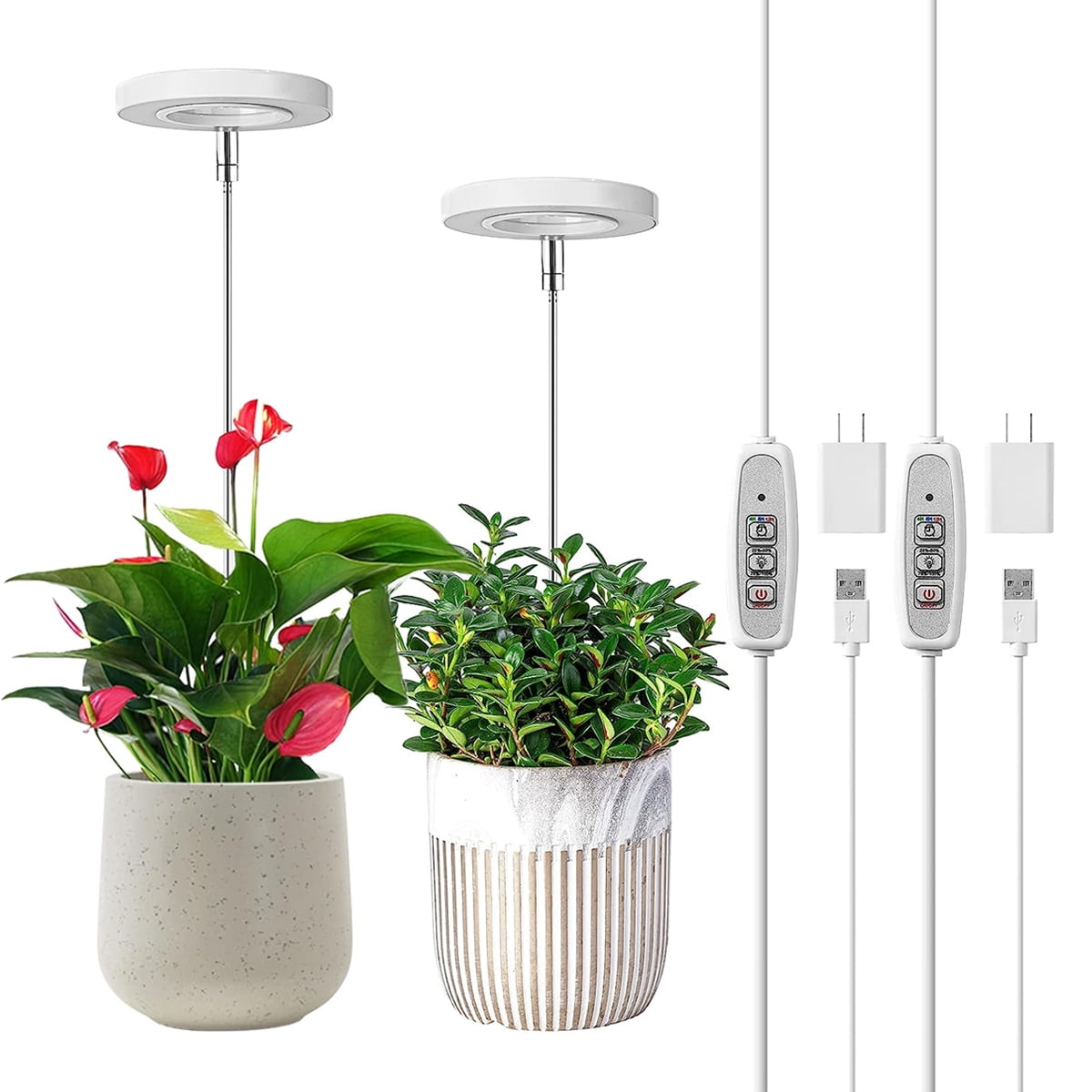 JUHEFA Grow Light for Indoor Plants, Adjustable Height, Automatic Timer ...