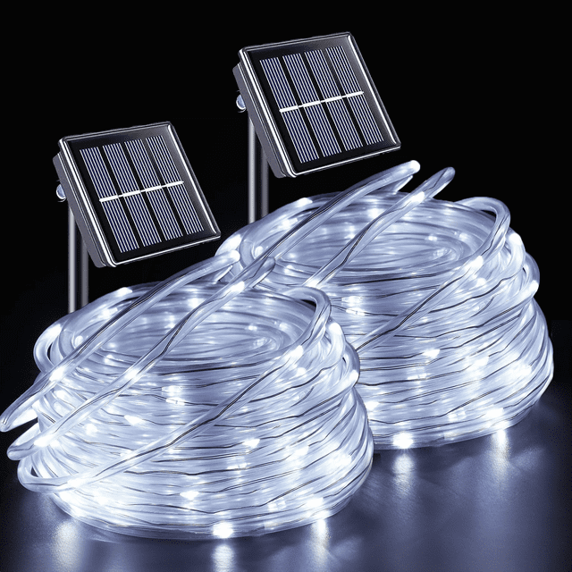 JUHEFA Solar Rope Lights 33FT 100LED, 8 Modes, Waterproof for Outdoor ...
