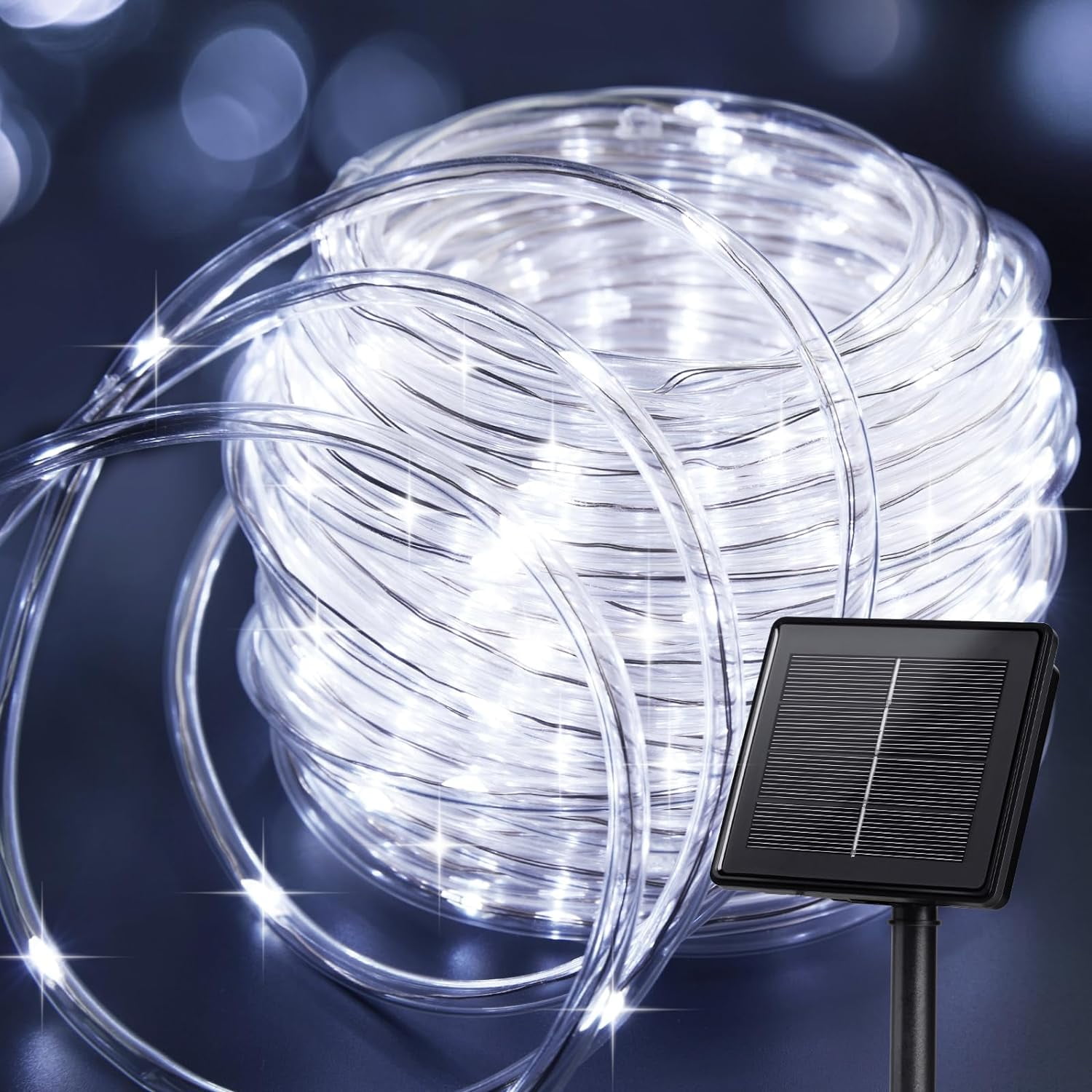 Juhefa Solar Rope Lights 33FT 100LED with 8 Modes Waterproof Outdoor ...