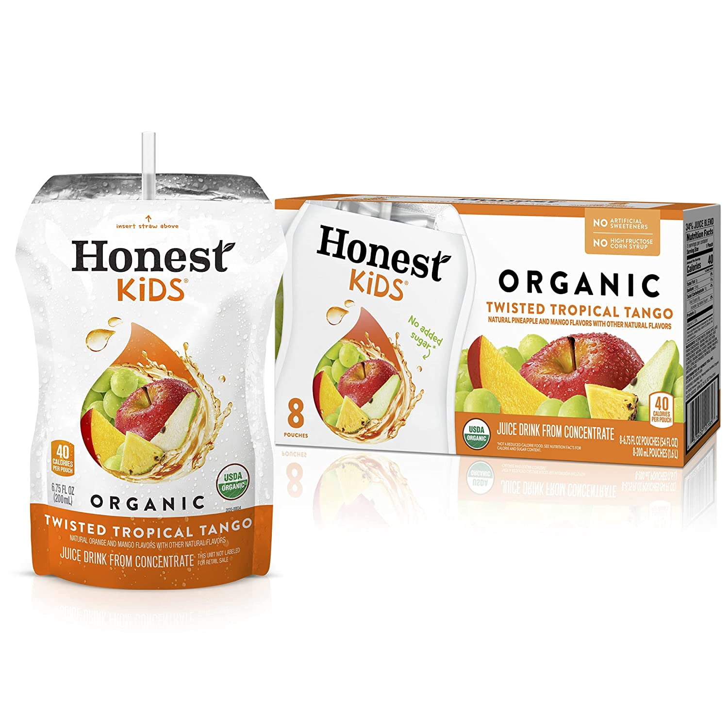Honest Fizz Organic Juice Tropical Tango, Sugar-Free, Fruit Drink, 8PK ...