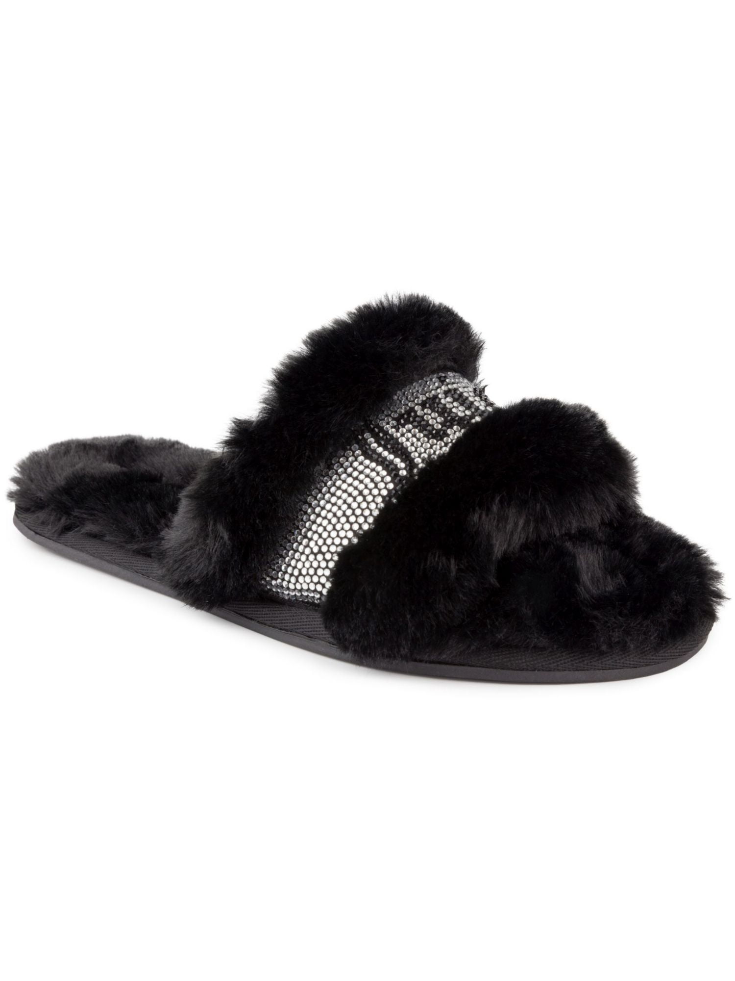JUICY COUTURE Womens Black Logo Rhinestone Cushioned Gravity Open Toe ...
