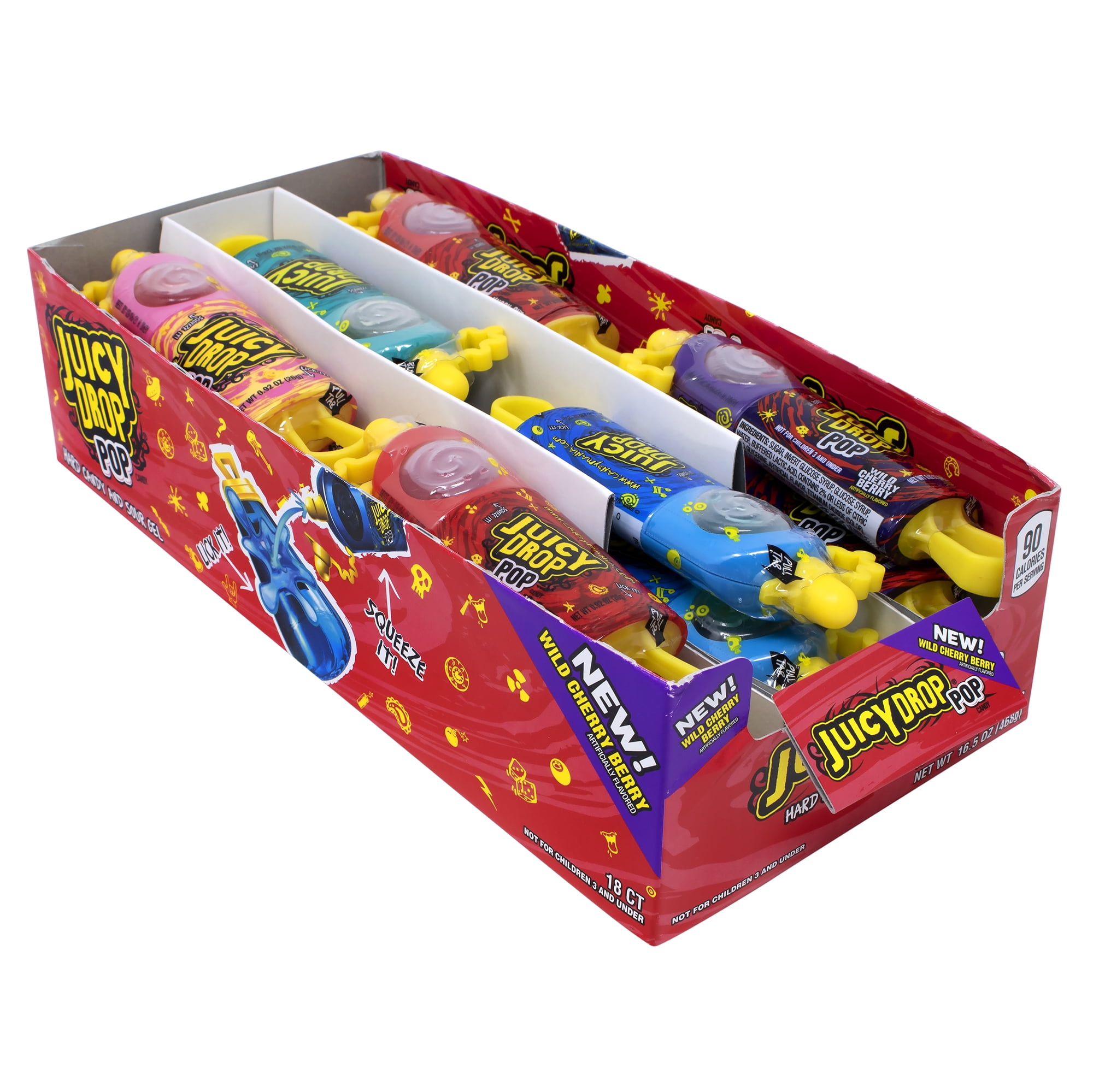 JUICY DROP Pop Sweet Lollipops Candy with Sour Liquid, Assorted Flavors ...