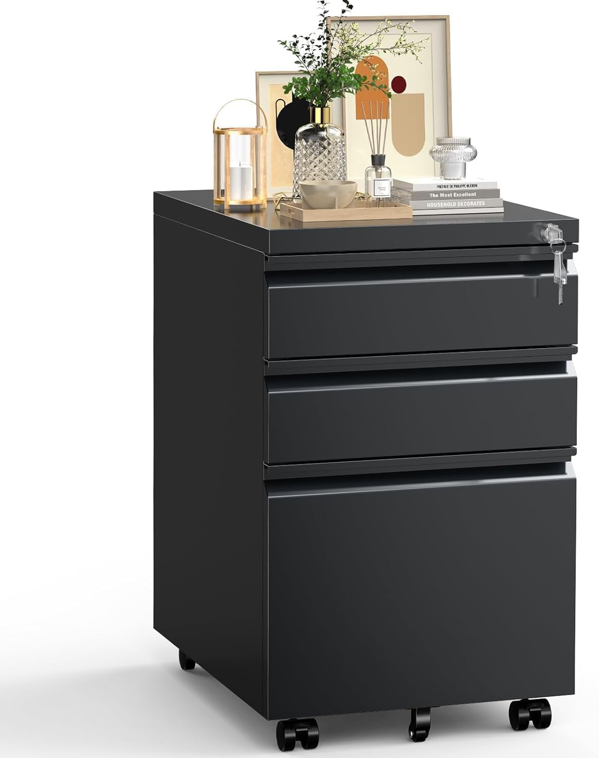 JUIJOWGTGW 3 Drawer File Storage Cabinet File Cabinets for Metal ...