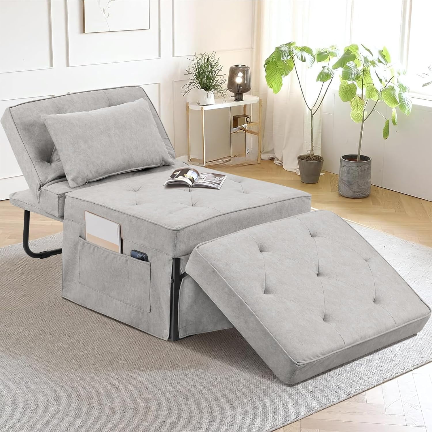 JUIJOWGTGW 4 in 1 Sleeper Ottoman Chair Bed Sofa Convertible Sleeper ...