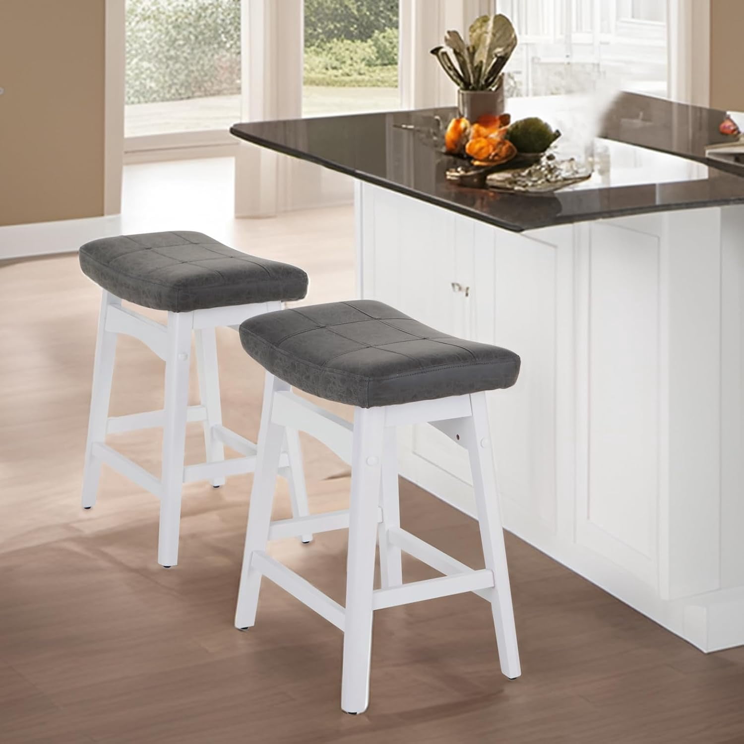 JUIJOWGTGW Bar Stools - Solid Wood Legs Counter Height Barstools with ...