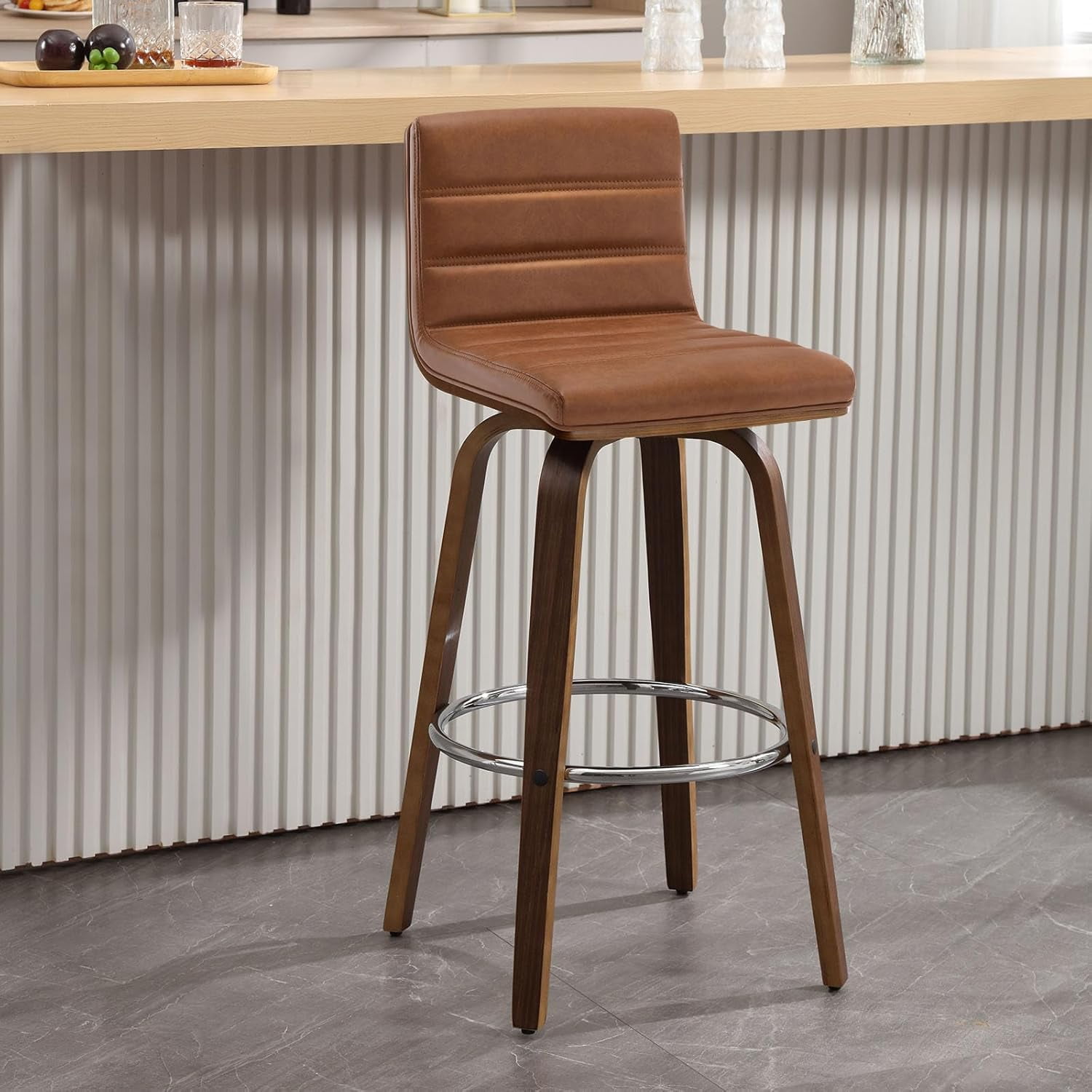 JUIJOWGTGW Counter Height Bar Stools 26" Swivel PU Leather Counter ...